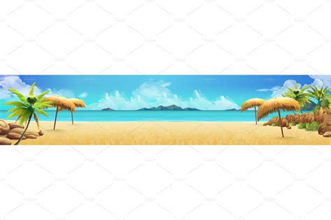 Tropical Beach Vector Background ~ Illustrations ~ Creative Market