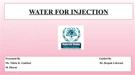 Water For Injection Wfi Ppt Quality Standards Pptx