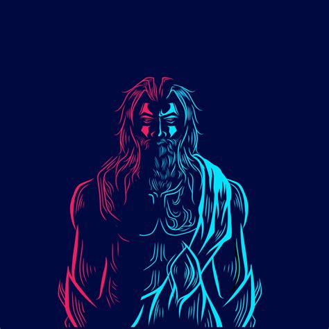 Zeus The Mythology Logo Line Pop Art Portrait God Colorful Design With