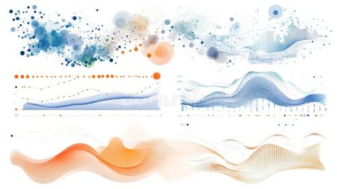 Abstract Data Visualization Art With Flowing Blue And Orange Graphs Stock Illustration