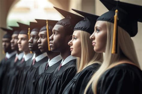 Premium AI Image Shot Of A Group Of Graduates Standing In A Line