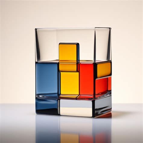 Premium Ai Image Modern Whiskey Glass With Abstract Colored Blocks
