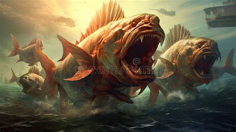 Piranhas Are Known For Their Razor Sharp Teeth And Relentless Bite Stock Illustration