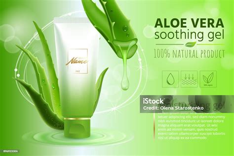 광고 카탈로그 잡지에 대 한 미용 제품에 대 한 포스터 화장품 패키지의 벡터 디자인입니다 크림 젤 바디 로션 알로에 베라 추출 물과 보습 고립 된 개체와 벡터 일러스트 레이