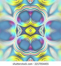 Psychedelic Pattern Group Iridescent Twisted Shapes Stock Illustration