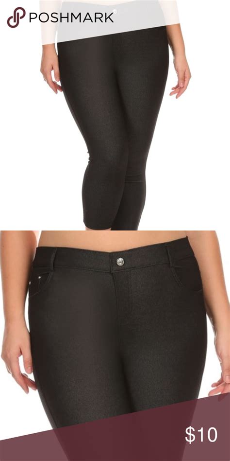 Yelete Plus Faux Denim Capr Jeggings