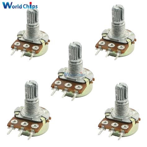 10Pcs B50K 3Pin Linear Potentiometer 10mm Knurled Shaft Rotary