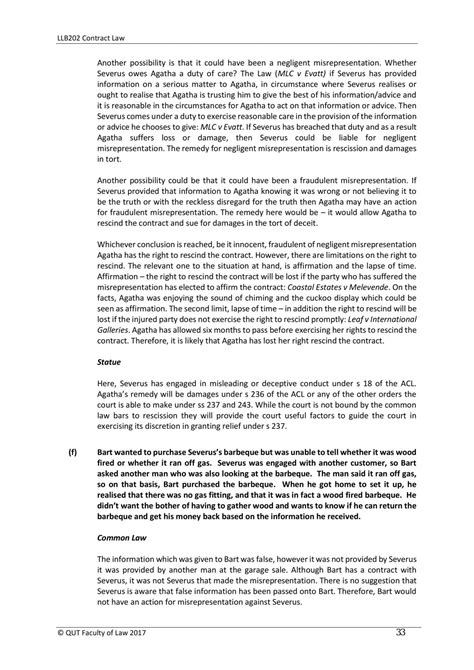 Llb 202 Tutorial Workbook Questions And Answers Llb202 Contract Law Qut Thinkswap