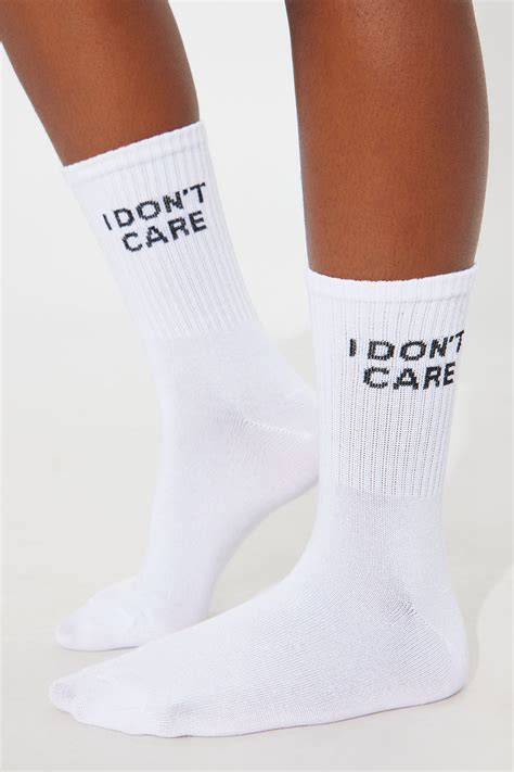 Mini I Dont Care Socks White Black Fashion Nova