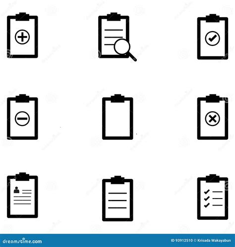 Clipboard Icons Minimal Style Icon Vector Eps10 Set Stock Vector Illustration Of Object
