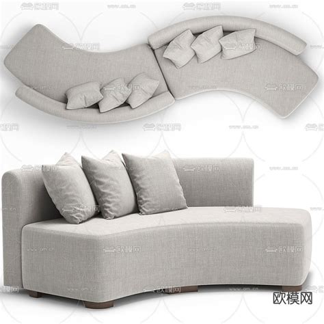 Reflex现代弧形布艺沙发3d模型下载id120902663dmax免费模型 欧模网