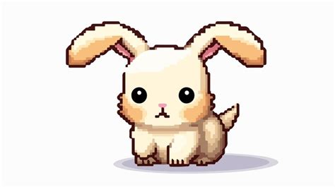 Cute Pixel Art Bunny Cartoon Isolated On White Background Premium Ai