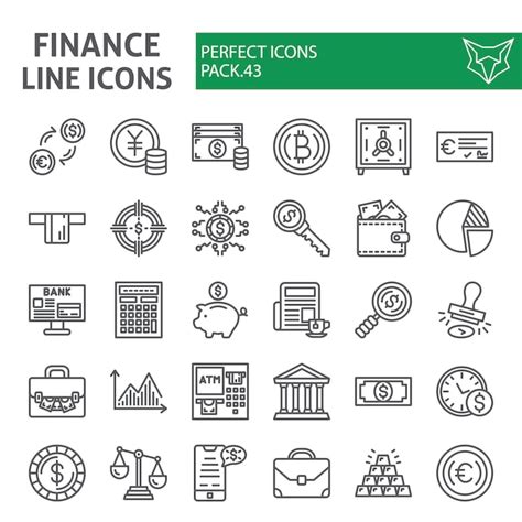 Conjunto De Iconos De Línea De Finanzas Colección De Dinero Vector