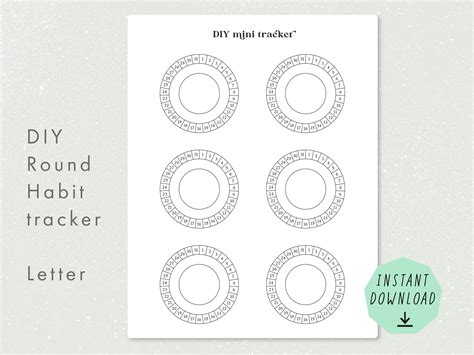 Diy Habit Tracker Round Habit Tracker Monthly Planner Letter Format English Black And
