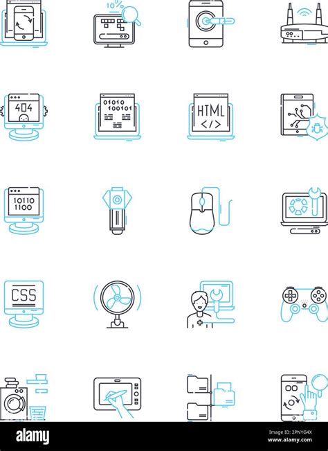 Machine Learning Linear Icons Set Neural Nerks Algorithms Artificial