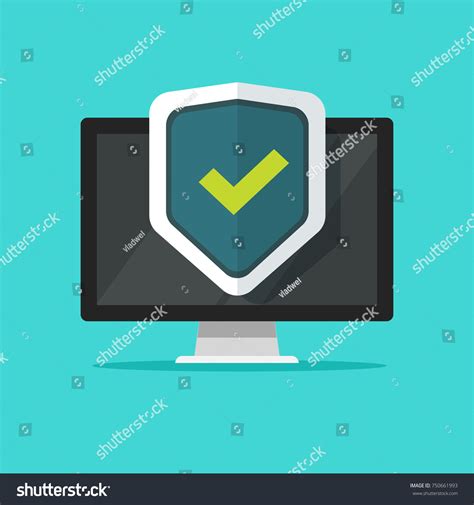 Computer Security Vector Illustration Flat Design Stock Vector Royalty Free