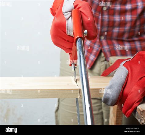 Sawing Wooden Board Composition Stock Photo Alamy