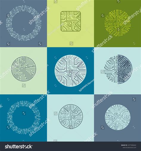 Collection Vector Microchip Designs Cpu Information Stock Vector