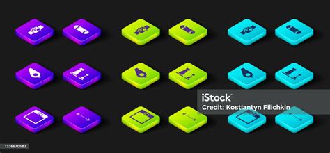 세트 욕실 비늘 바벨 휘파람 체스 스케이트 보드 트릭과 심장 박동 속도 아이콘을 보여주는 스마트 시계 벡터 3차원 형태에 대한 스톡 벡터 아트 및 기타 이미지 Istock