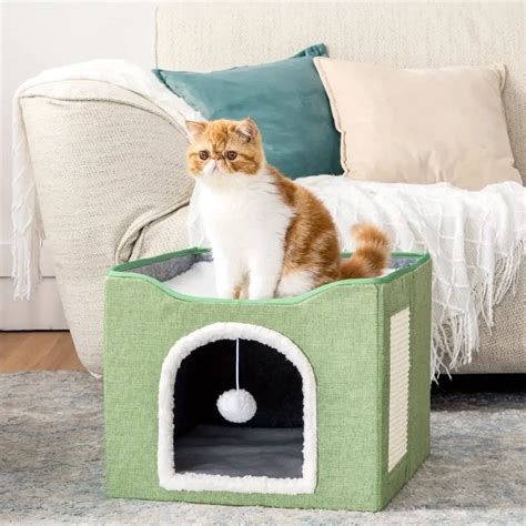 1 Cat Cube Bed Cat Bed Indoor Cats House Cube Covered Cat Temu