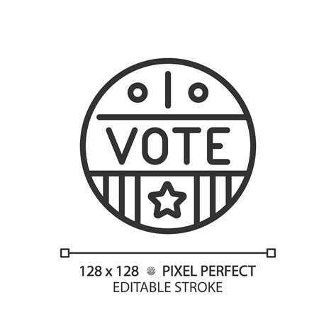 2d Pixel Perfect Thin Line Icon With Vote Text Isolated Vector Illustration Customizable