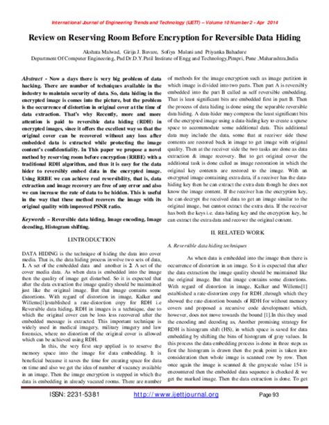Pdf Review On Reserving Room Before Encryption For Reversible Data Hiding