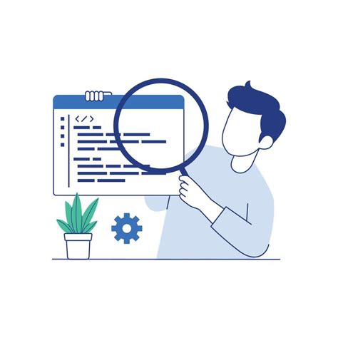 Software Engineer Inspected The Source Code For Any Errors 60452284 Vector Art At Vecteezy