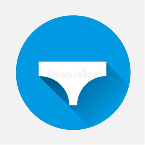 Icon Of Panties In A Circle With Long Shadow On Blue Background Stock