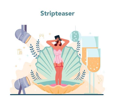 Female Stripper Web Banner Or Landing Page Pole Dancing Woman In Club