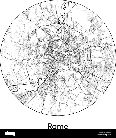 City Map Rome Italy Europe Vector Illustration Black White Stock Vector