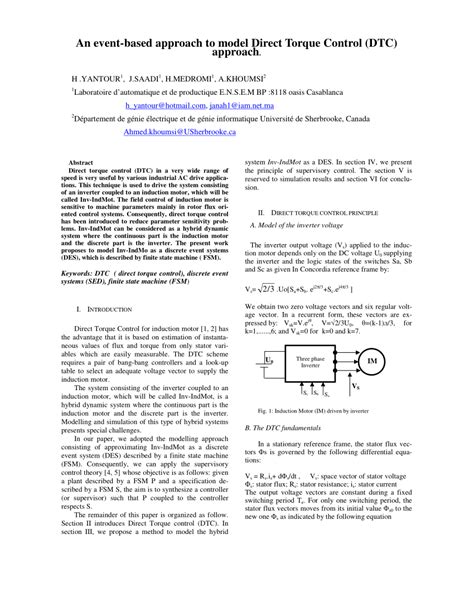 Pdf An Event Based Approach To Model Direct Torque Control Dtc Approach