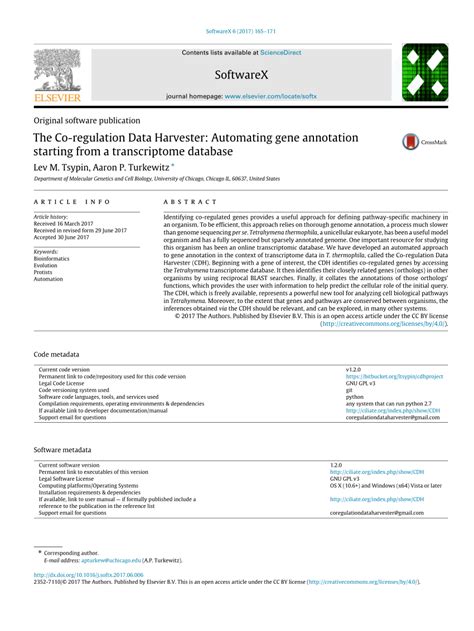 Pdf The Co Regulation Data Harvester Automating Gene Annotation