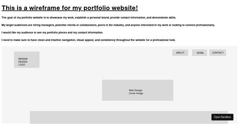 Wireframe For Portfolio Website Codesandbox