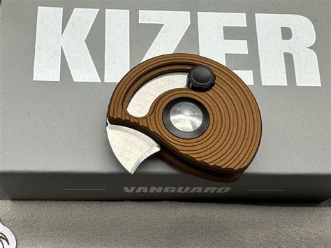 Kizer Snail Trail Folding Knife Brass Aluminum Handle Aeb L Hawkbill P