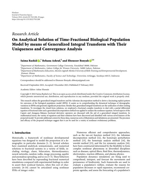 Pdf On Analytical Solution Of Time Fractional Biological Population