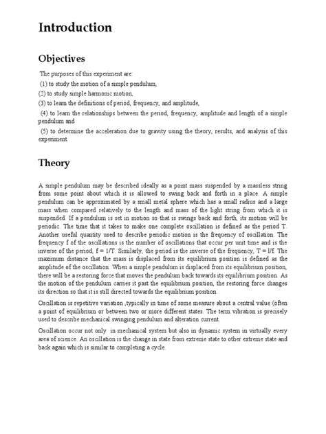 Physics Assignment Pdf Pendulum Oscillation