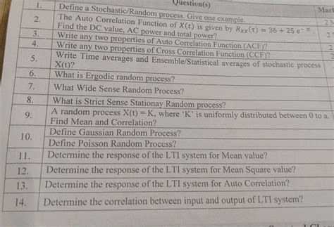 Here Are The Questions Define A Stochasticrandom Process Give One Exa