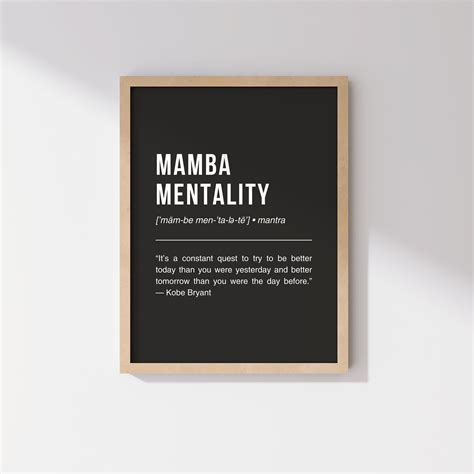 Kobe Bryant Mamba Mentality Definition Posters Nba Sports Legend Black