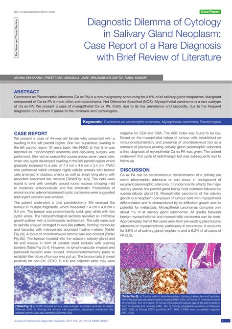 Pdf Diagnostic Dilemma Of Cytology In Salivary Gland Neoplasm Case