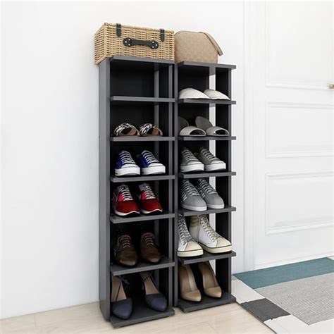 Saloso Set Of 2 Wooden Shoe Storage Racks In Grey Furniture In Fashion