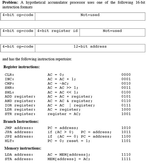 problem a hypothetical accumulator processor uses