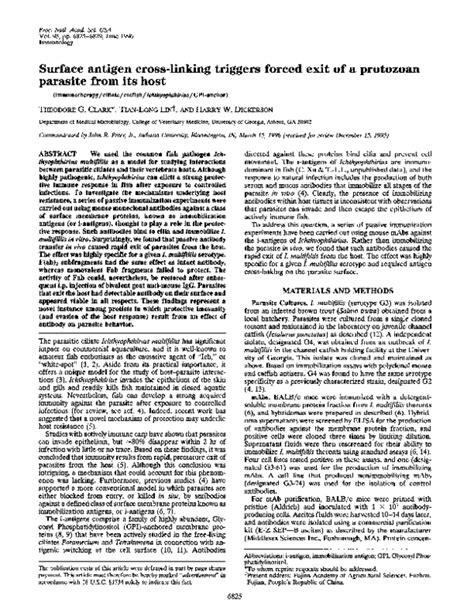 Pdf Surface Antigen Cross Linking Triggers Forced Exit Of A Protozoan