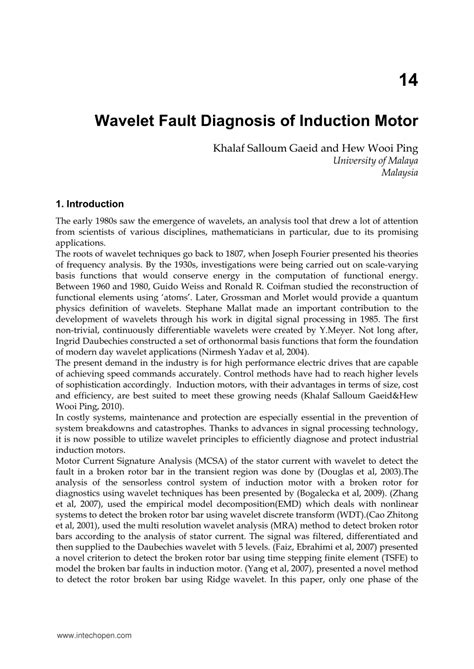 pdf wavelet fault diagnosis of induction motor