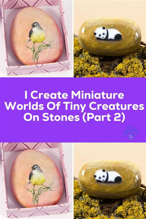 Some Rocks With Pandas Painted On Them And The Words I Create Miniature