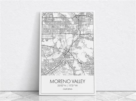 Moreno Valley Street Map California Map City Map Art Modern Etsy