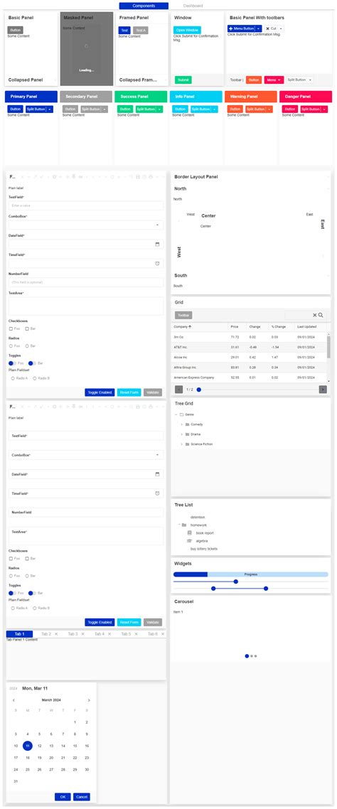 lapis ext js modern classic theme with dashboard components