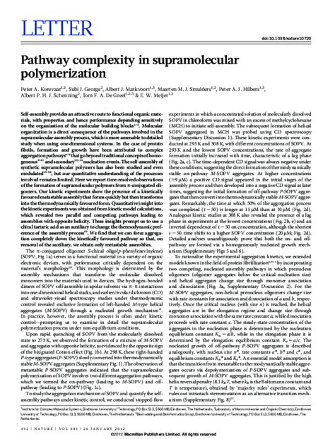 Pdf Pathway Complexity In Supramolecular Polymerization