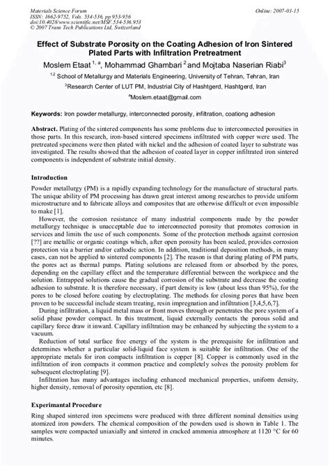 Effect Of Substrate Porosity On The Coating Adhesion Of Iron Sintered Plated Parts With