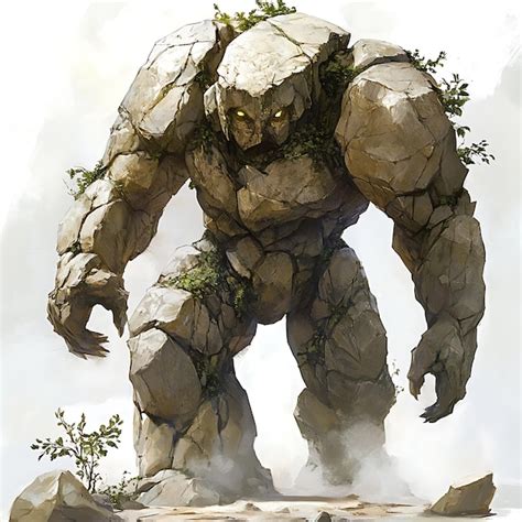 Stone Golem Illustration Premium Ai Generated Image