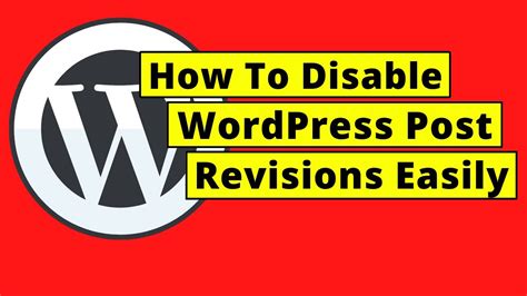 How To Disable Post Revisions In Wordpress Using A Plugin Youtube